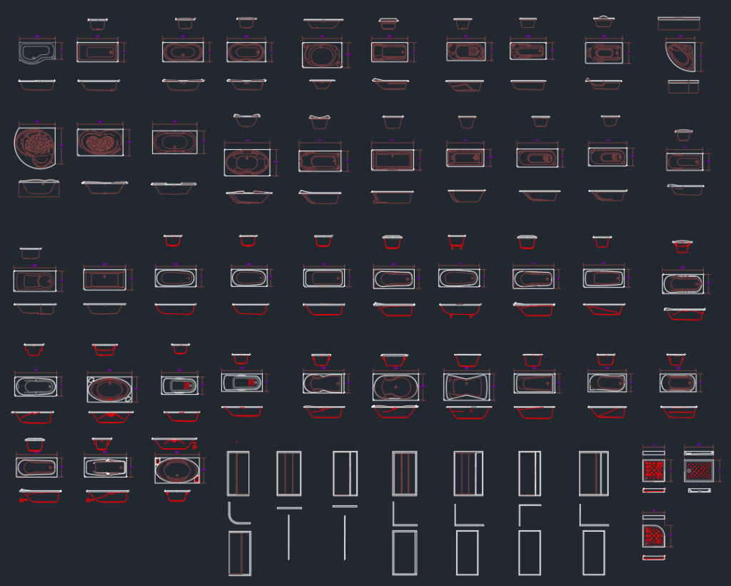 Free Bathtub CAD Blocks DWG for AutoCAD Drawings