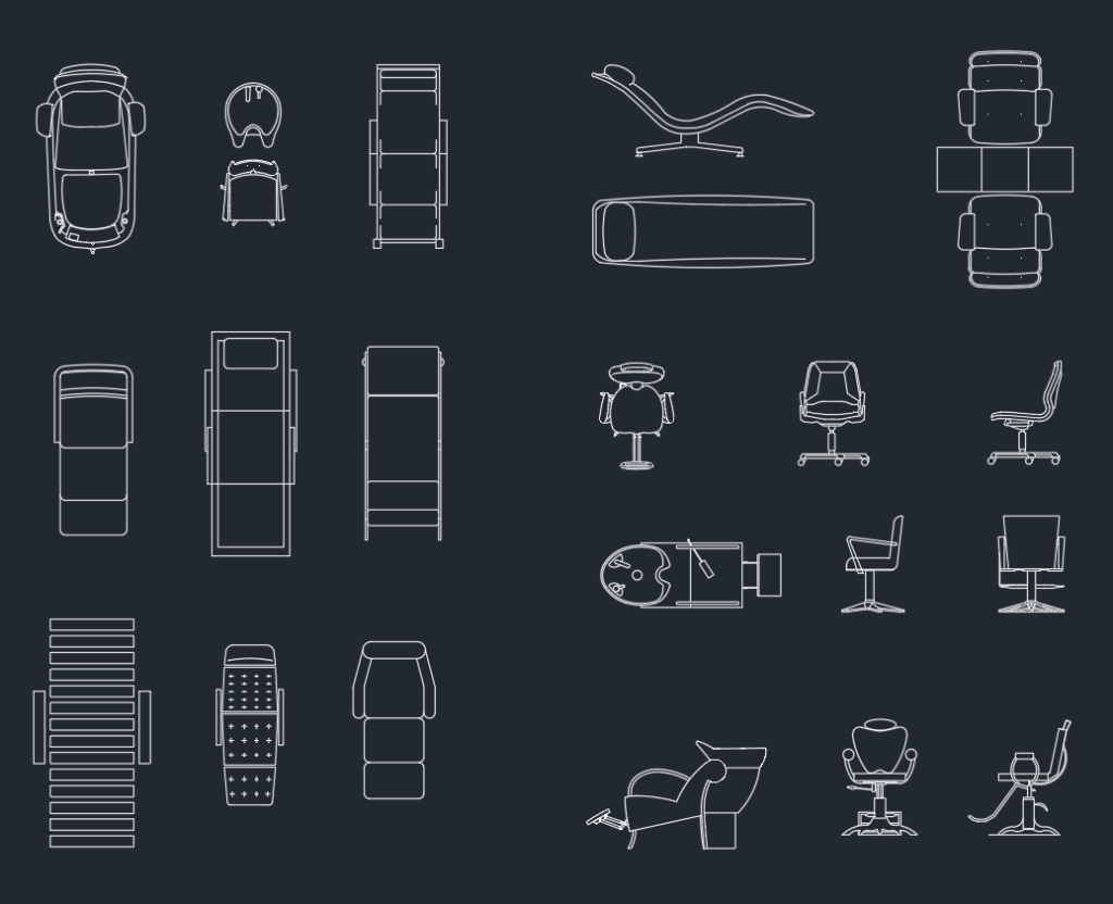 Beauty Salon Furniture DWG: Free AutoCAD Blocks Download