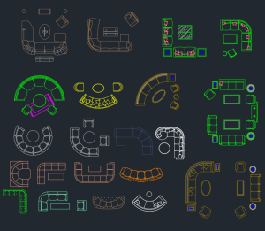Circular Sectional Sofa CAD Block – Free DWG AutoCAD Drawing