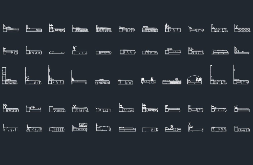 Beds Side View CAD Block | AutoCAD DWG File Download