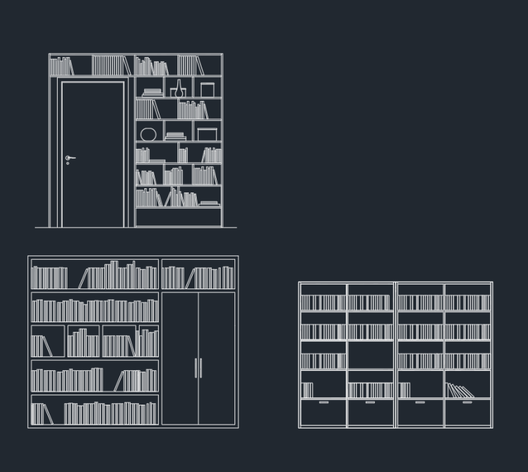 Bookshelf CAD Block Download – Free DWG File for AutoCAD