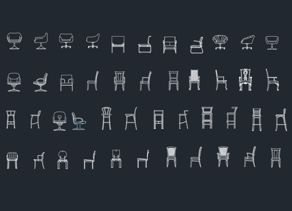 Chairs Elevation CAD Blocks: Free AutoCAD DWG Download