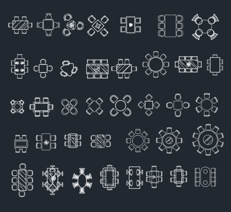 Dining Tables CAD Blocks – Download DWG Files for AutoCAD