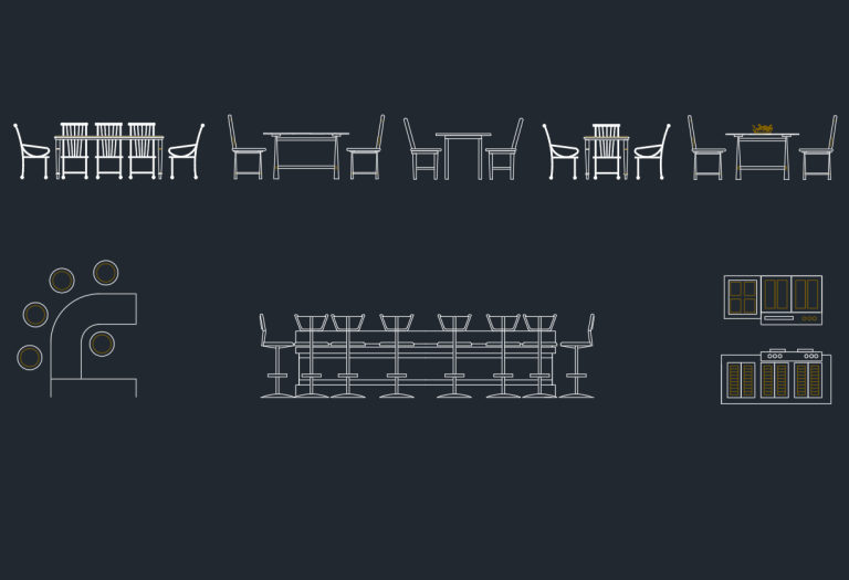 Dining Tables Elevation DWG: AutoCAD CAD Block Download