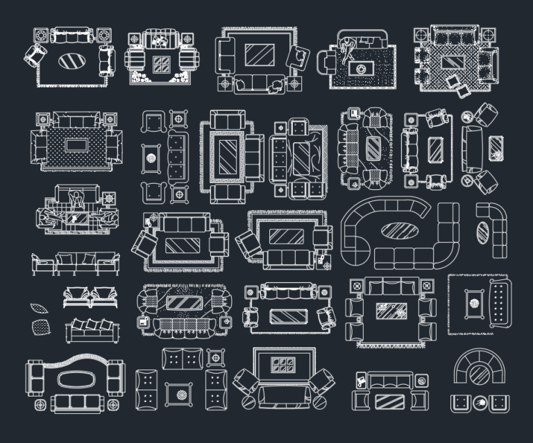 Living Room Furniture CAD Blocks: Free DWG Files for AutoCAD