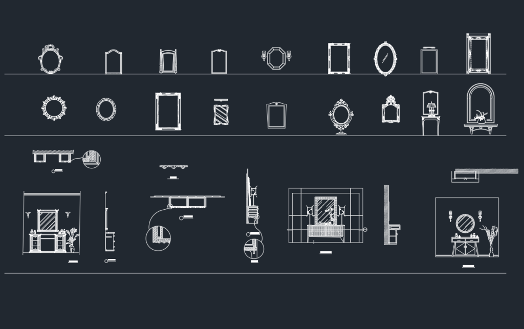 Mirrors CAD Blocks: Free DWG Files for AutoCAD Drawings